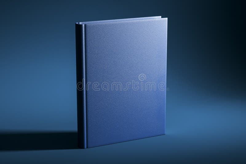 Blue Hardcover Book Mockup Standing on a Blue Background. 3D Rendering ...