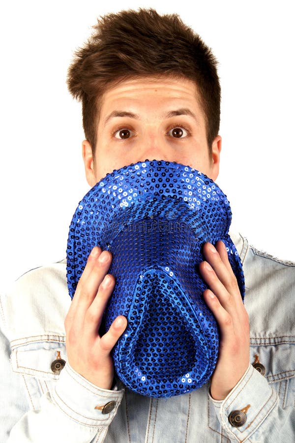 Blue hat stock image. Image of cool, face, male, background - 50964687