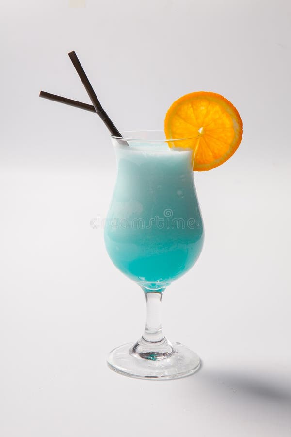 Blue Hawaiian Cocktail with a Slice of Orange Stock Image - Image of ...