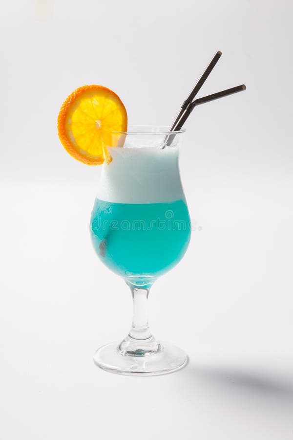 Blue Hawaiian Cocktail with a Slice of Orange Stock Photo - Image of ...