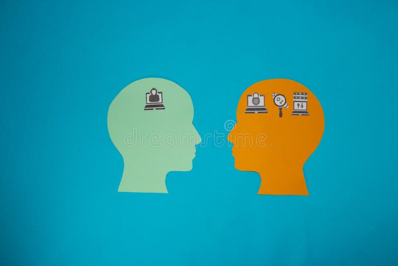 Blue Head with Icon Hacker Look in Orange Head with Icon Safe Data ...