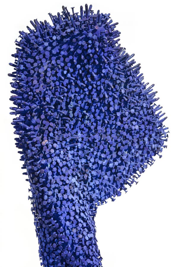 Blue Head Shape Made with Thousands of Nails. New Art Stock Image ...
