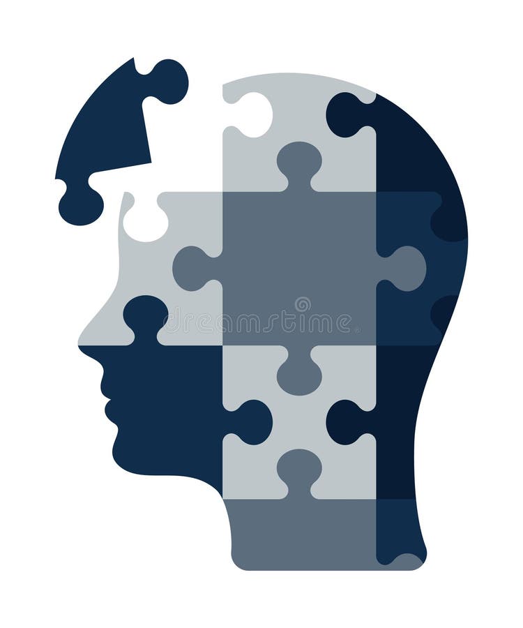 Blue Head Shaped Puzzles. One Puzzle Piece is Missing. Creativity ...