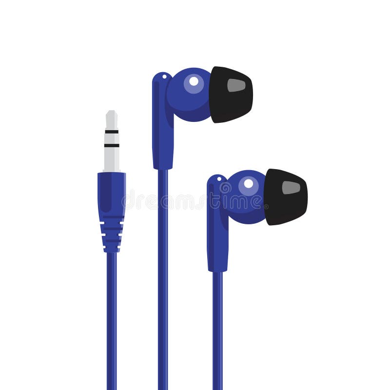 Blue Headphone with Mini Jack Connector Stock Vector - Illustration of ...