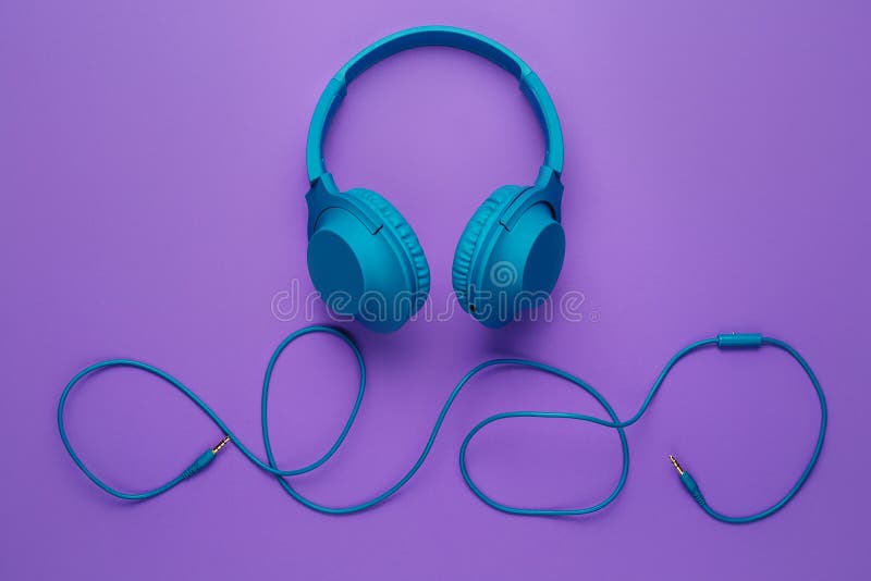Blue Headphone on Yellow Background. Music Concept. Stock Photo - Image ...