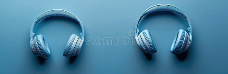 Blue Headphones on a Blue Background Stock Image - Image of musician ...