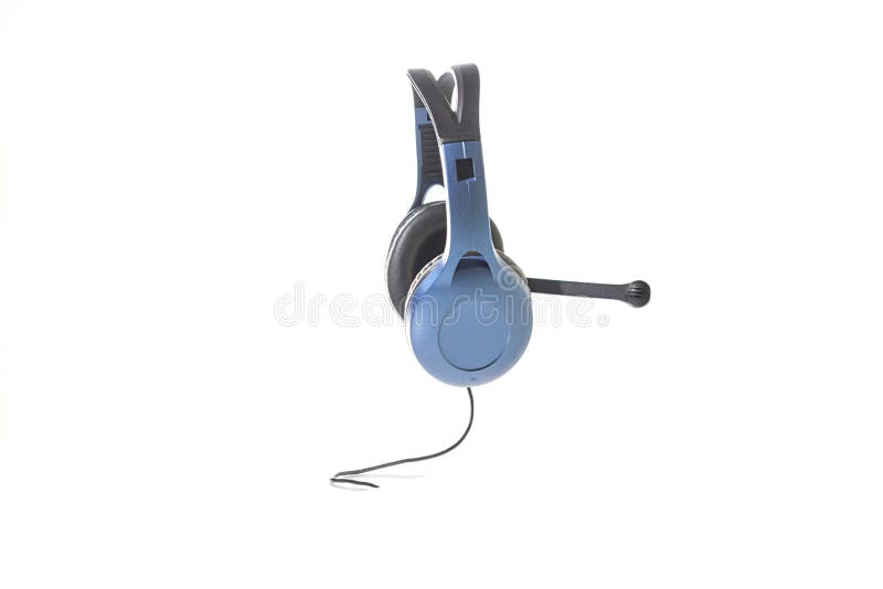 Blue Headset Isolated on a White Background Stock Photo - Image of blue ...