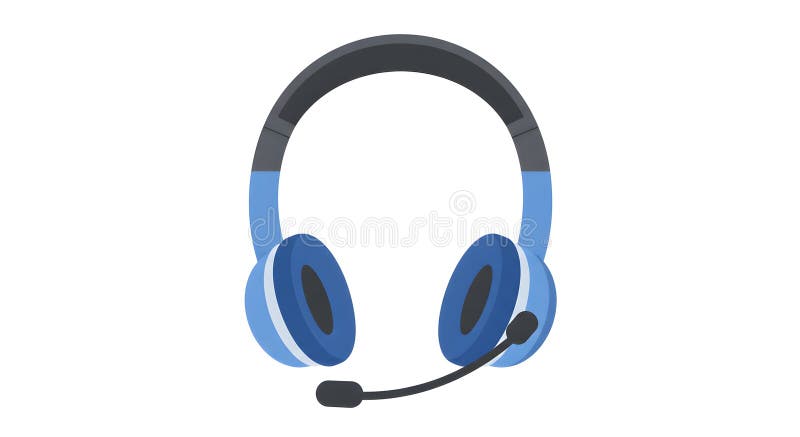 Blue Headset with Microphone on White Background Stock Illustration ...