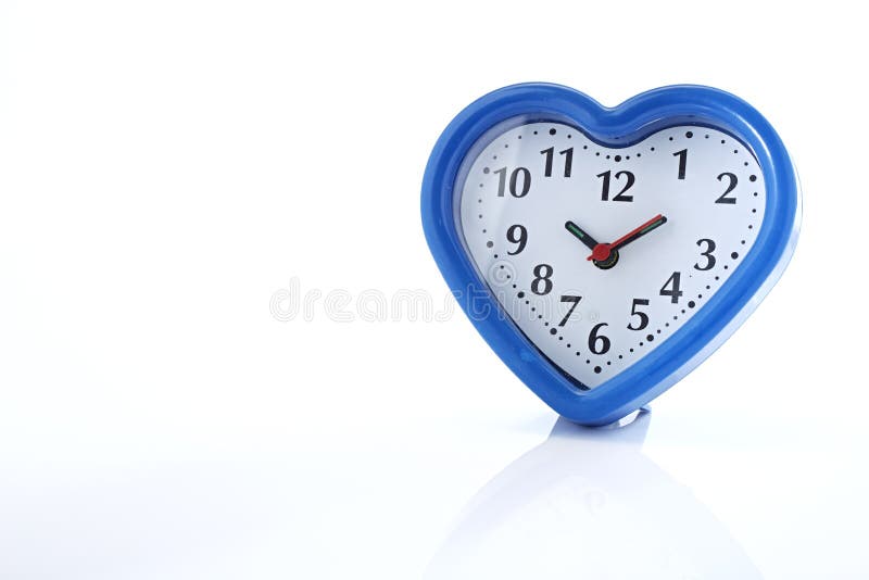 Blue heart alarm clock stock photo. Image of blue, closeup - 78373006