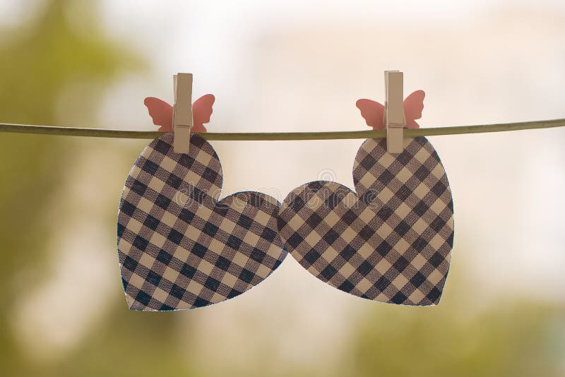 Blue Heart Attached To a Clothesline Stock Photo - Image of nice, love ...