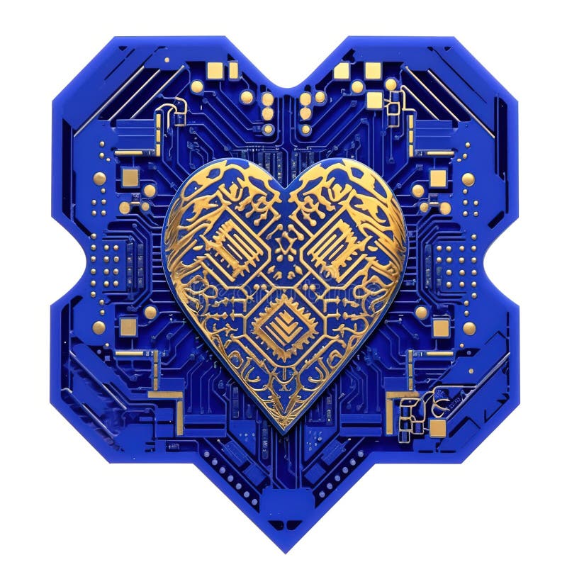 Blue Heart Designed As Central Processing Unit of Love Stock ...