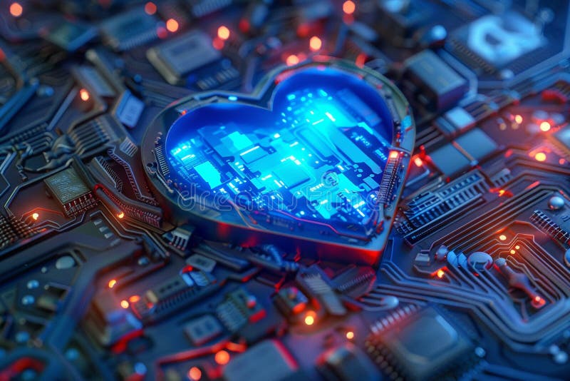 Blue Heart Designed As Central Processing Unit of Love Postproducted ...