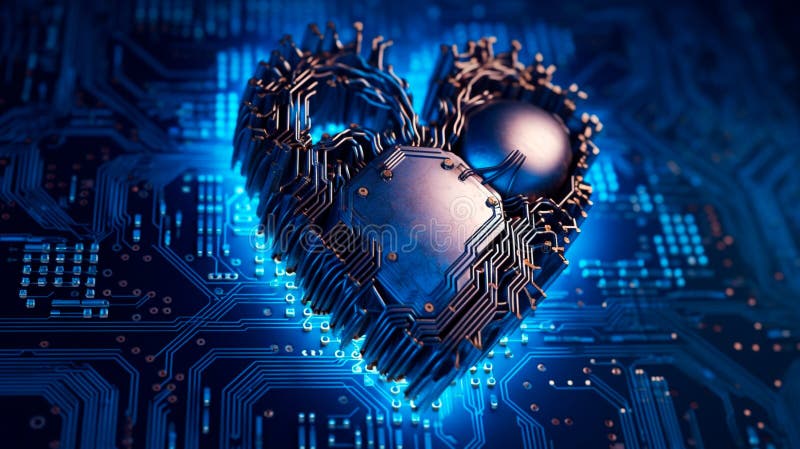 Blue Heart Designed As Central Processing Unit of Love. Postproducted ...