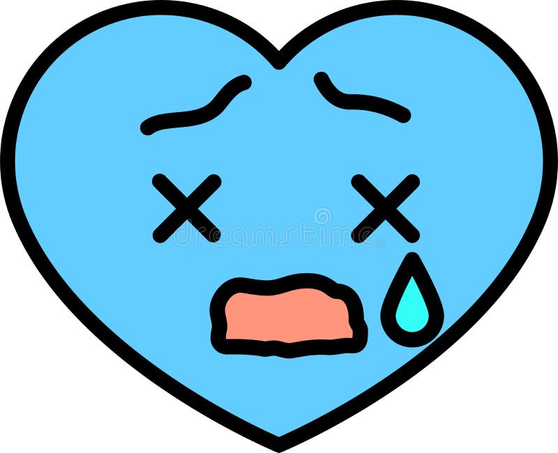 Blue Heart emoticon icon stock vector. Illustration of mark - 195146274