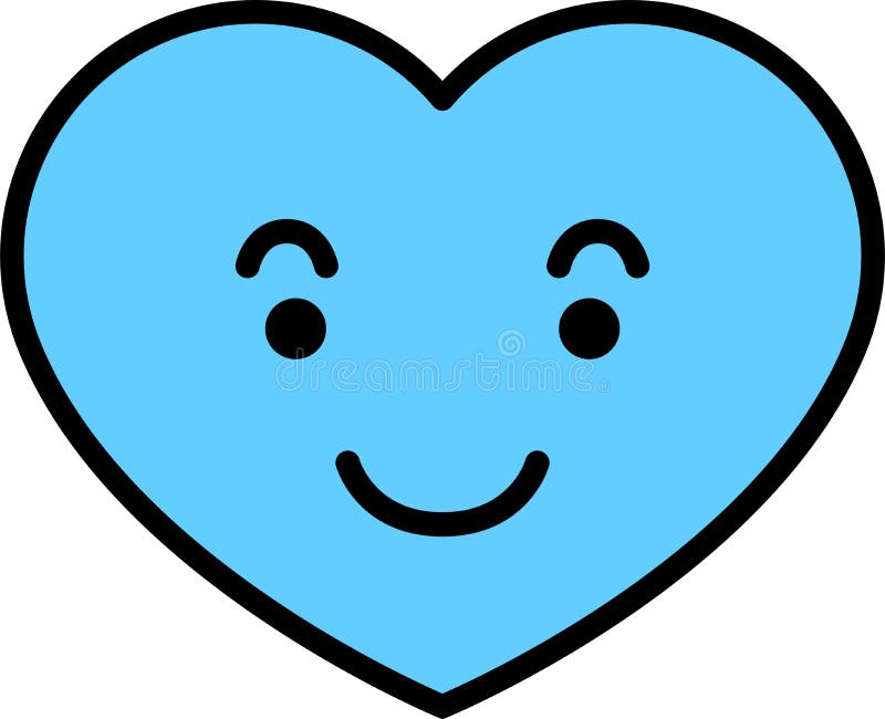 Blue Heart emoticon icon stock vector. Illustration of graphic - 195146273