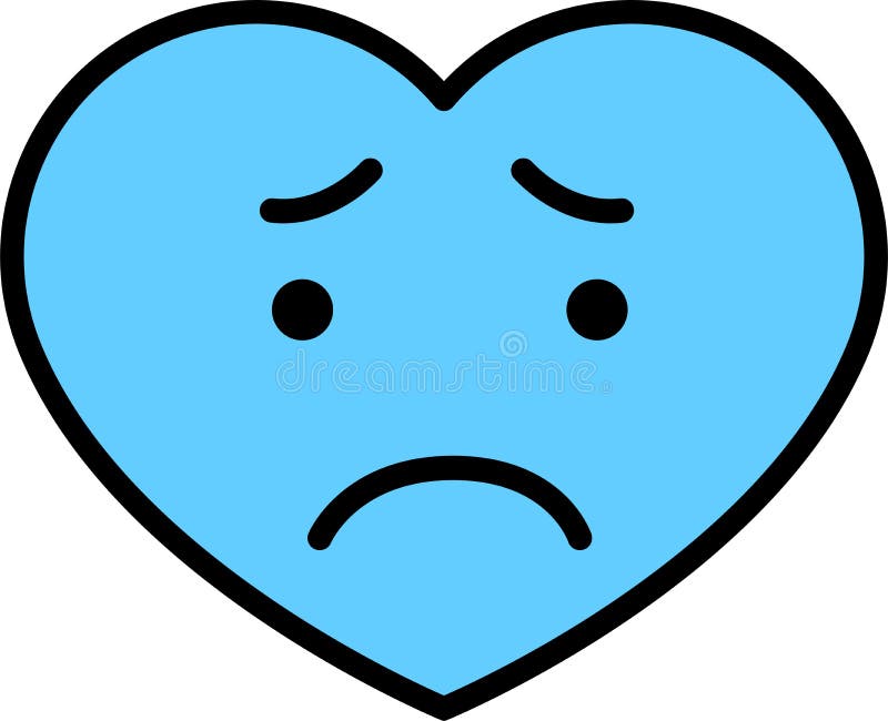 Blue Heart emoticon icon stock vector. Illustration of face - 195146283