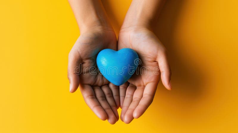 The Blue Heart in Hands. AI Generated Stock Photo - Image of gesture ...