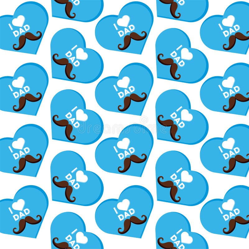 Blue Heart I Love Dad Pattern. Vector Stock Vector - Illustration of ...