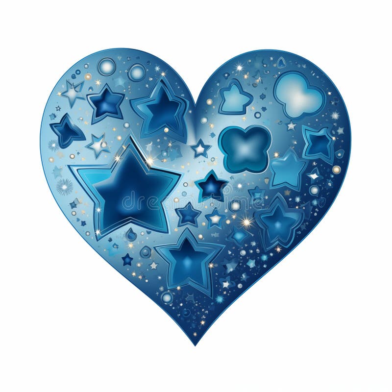 Blue Heart Shape Filled with Stars and Sparkles in a Starry Night Sky ...