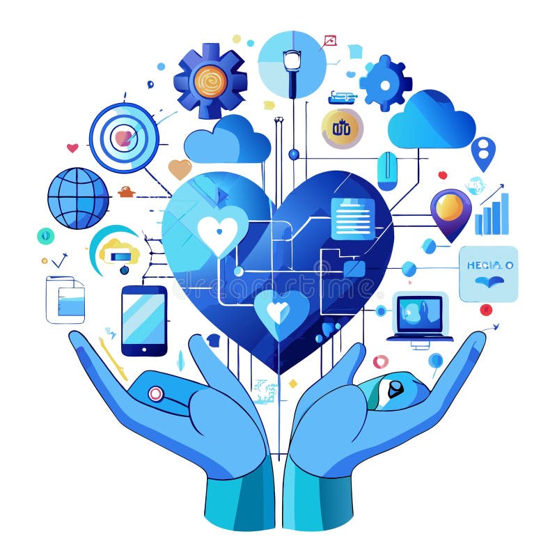 Blue Heart Shape Network in Hands - Health Data - Information Exchange ...