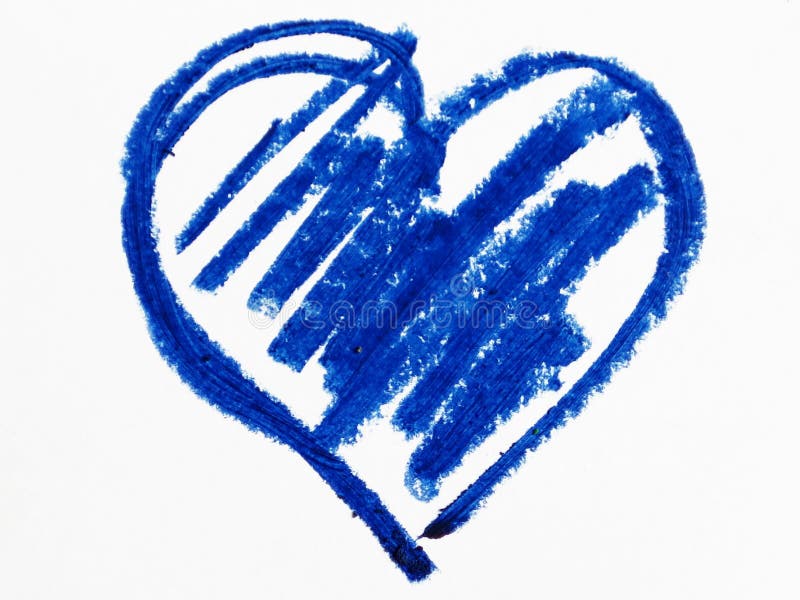BLUE heart shape stock image. Illustration of love, crayon - 136987495