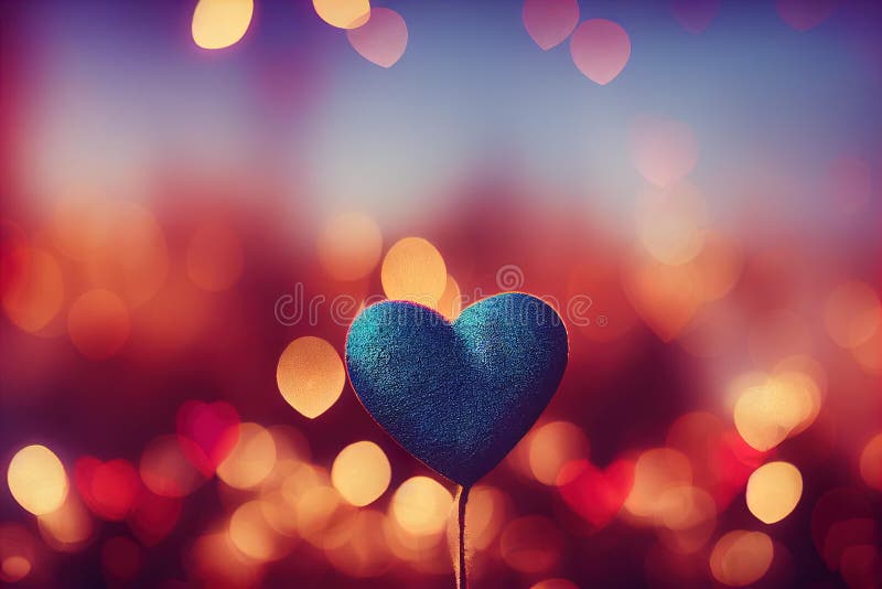A Blue Heart Shaped Object on a Stick in Front of a Blurry Background ...