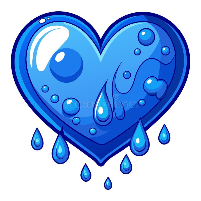 A Blue Heart Shaped Object with Water Droplets on it S Surface. Stock ...
