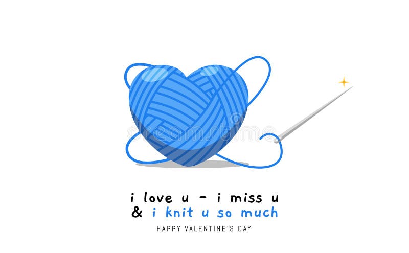 Blue Heart Shaped Wool with a Needle Stock Vector - Illustration of ...