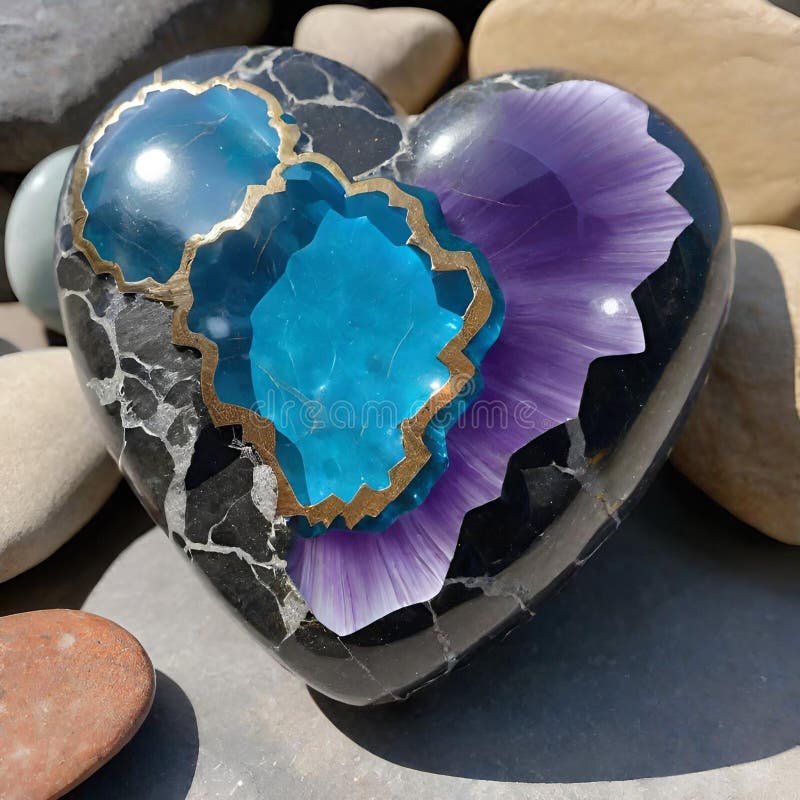 Blue heart on the stone stock illustration. Illustration of mineral ...