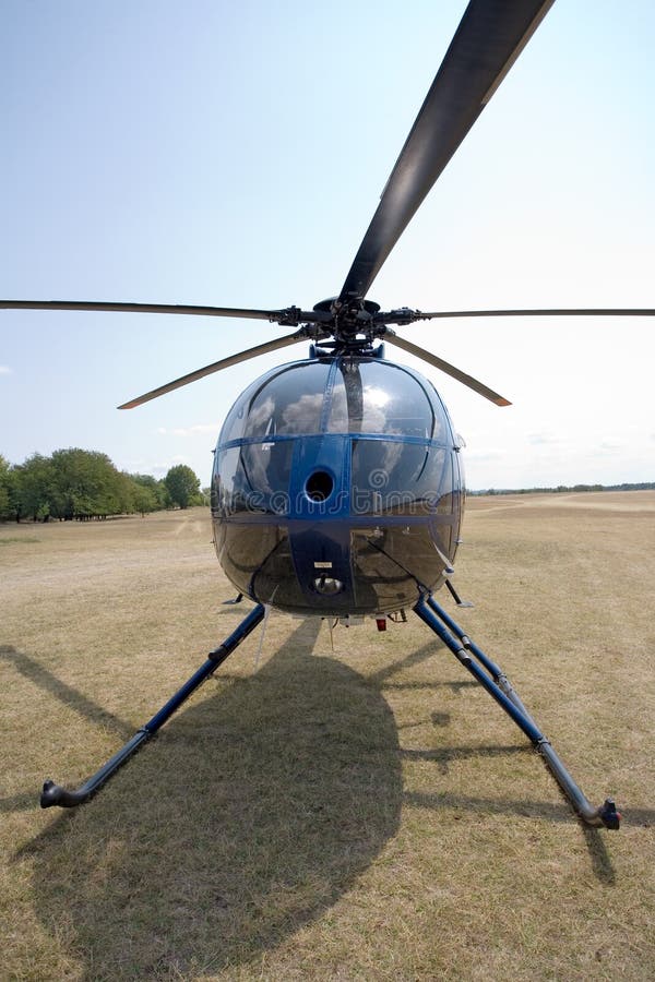 Blue Helicopter on the Ground Stock Image - Image of gear, aviation ...