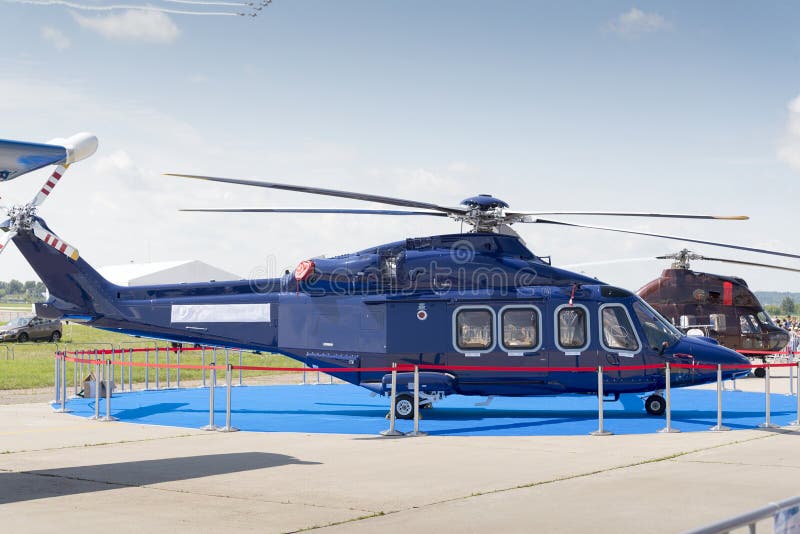 Blue Helicopter at the International Exhibition. Editorial Stock Photo ...