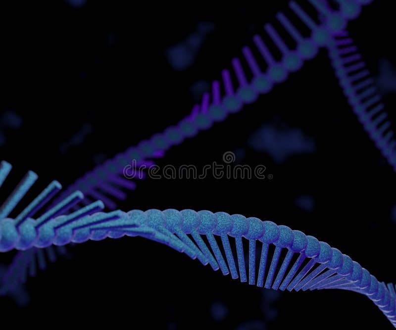 Blue Helix Ribonucleic Acid Black Background 3d Rendered Stock ...