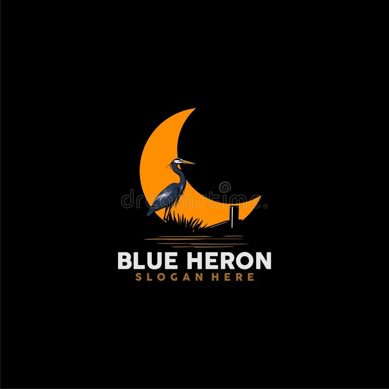 Blue Heron Bird Illustration Logo Design Concept Vector Stock Vector ...