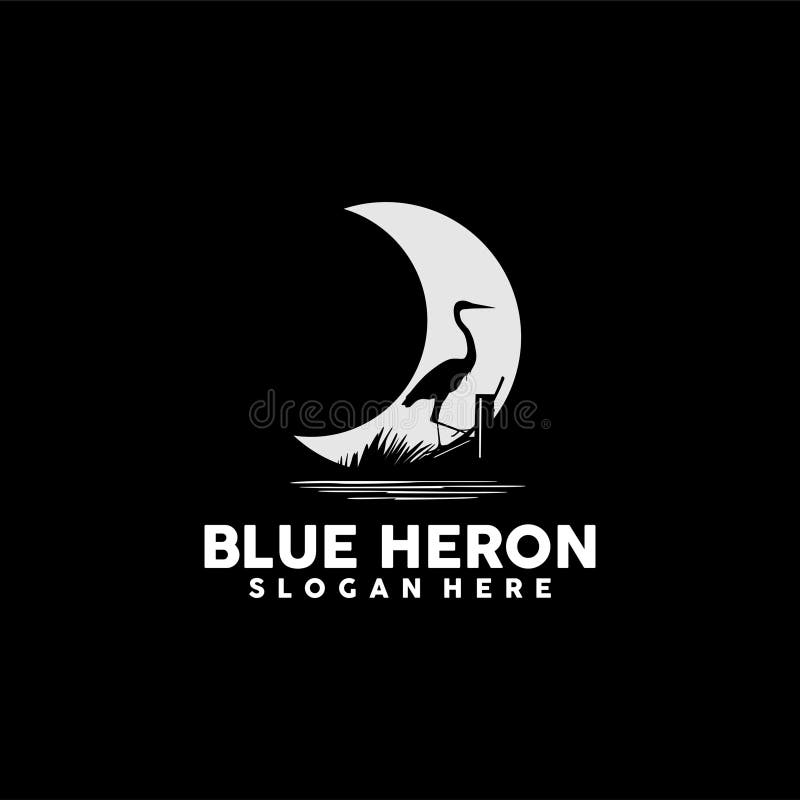 Blue Heron Bird Illustration Logo Design Concept Vector Stock Vector ...