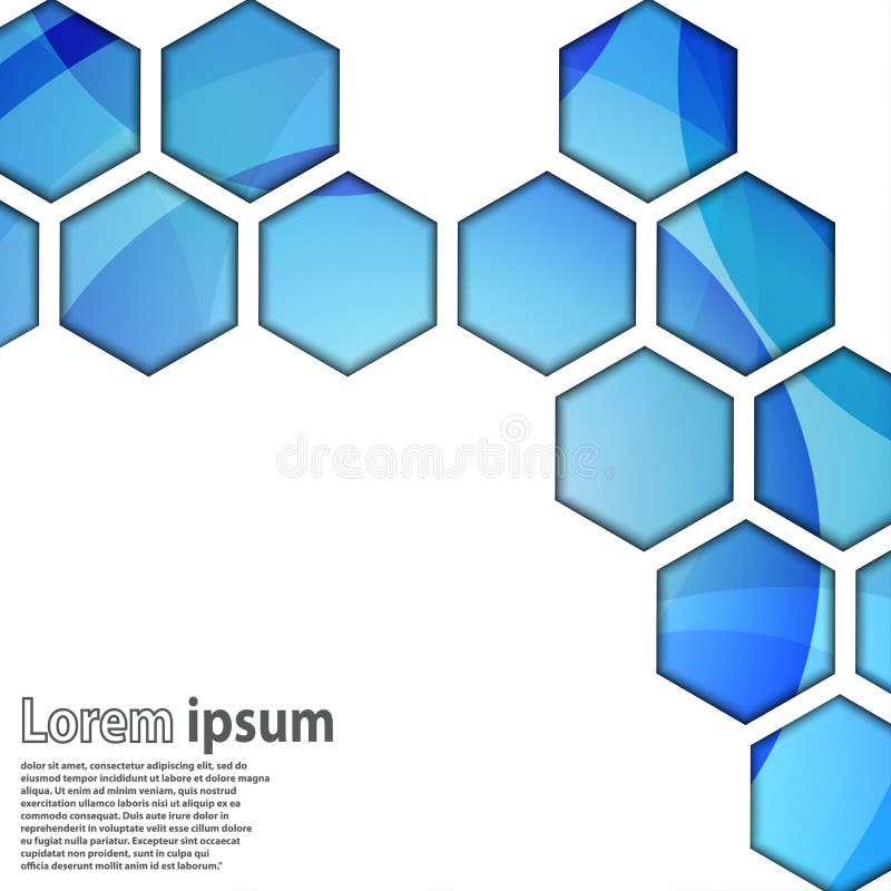 Blue hexagon stock vector. Illustration of layer, hexagon - 63153603