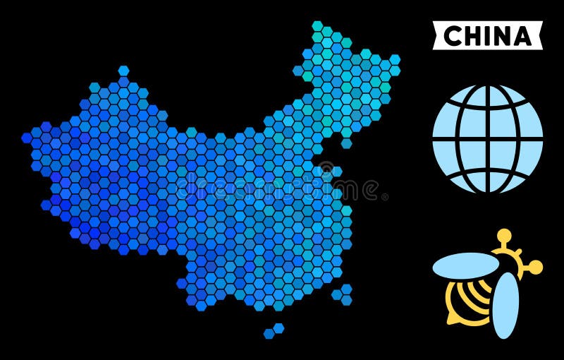 Asia Map Hexagon Scheme stock vector. Illustration of abstraction ...