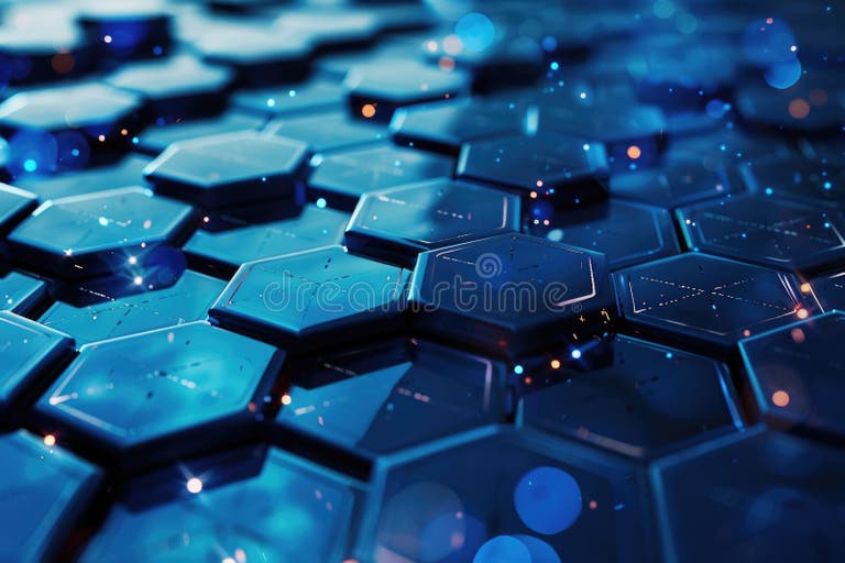 Blue Hexagon Computer Keyboard Stock Illustration - Illustration of ...