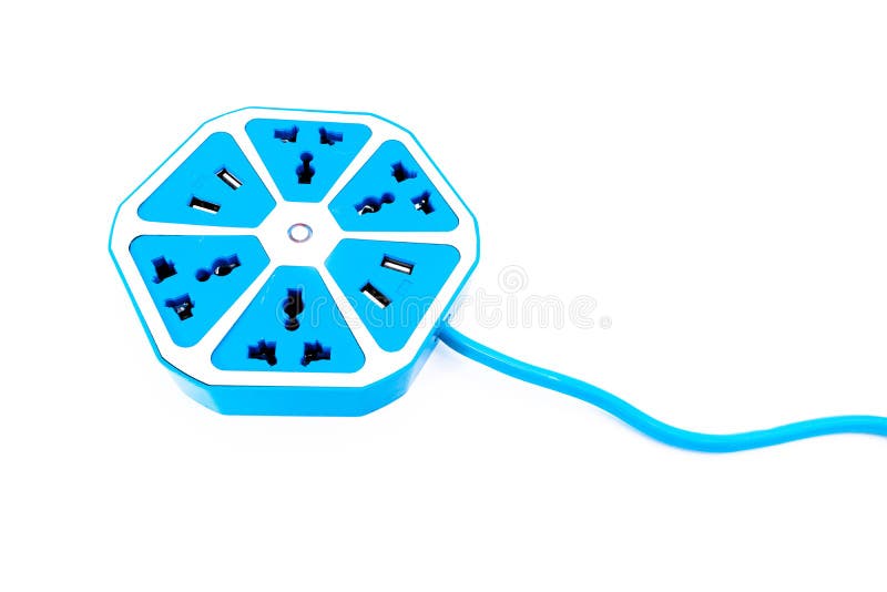 Blue Hexagon Electric Outlet with USB Socket Port Stock Image - Image ...