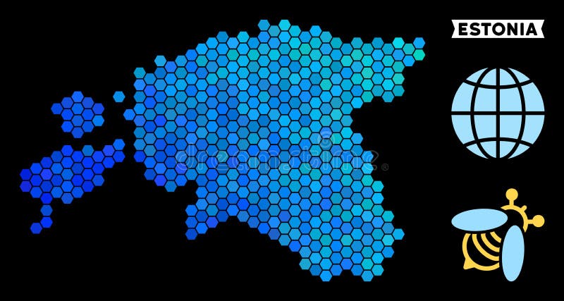 Blue Map of Estonia stock illustration. Illustration of presentation ...