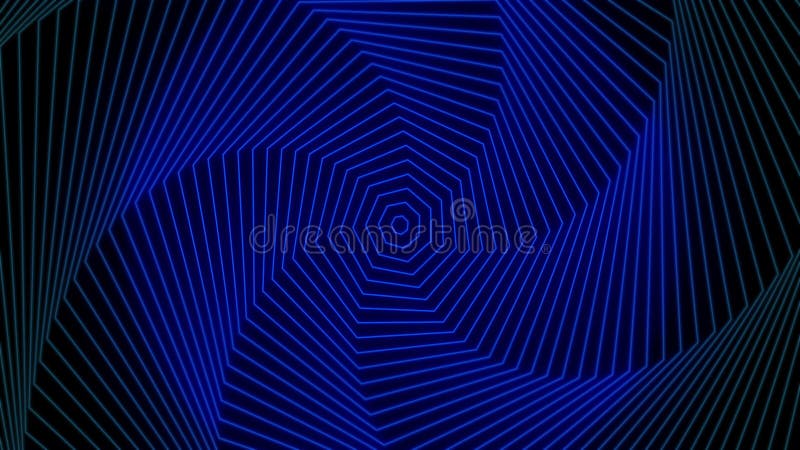 Blue Hexagon, Pattern and Light on Black Background with Spiral, Lines ...