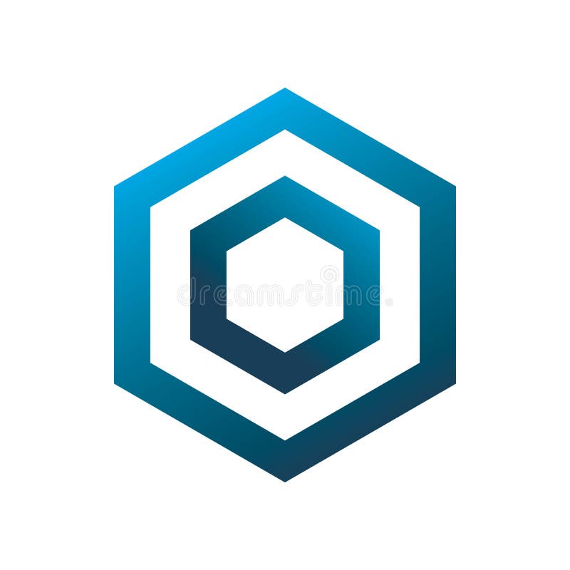 Blue Hexagon Color Line Logo Design Stock Illustration - Illustration ...