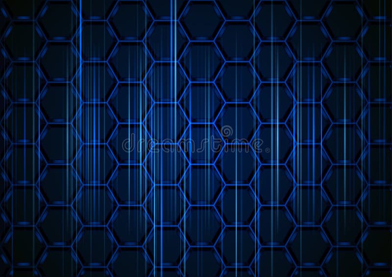 Blue Hexagonal Background with Light Stripes Stock Vector ...