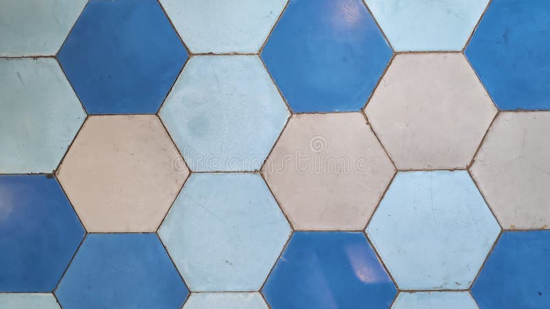 Blue Hexagonal Ceramic Tile Pattern Editorial Stock Image - Image of ...