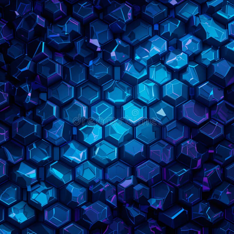 Blue Hexagonal Grid with Reflective Finish and Futuristic Tech Vibe ...