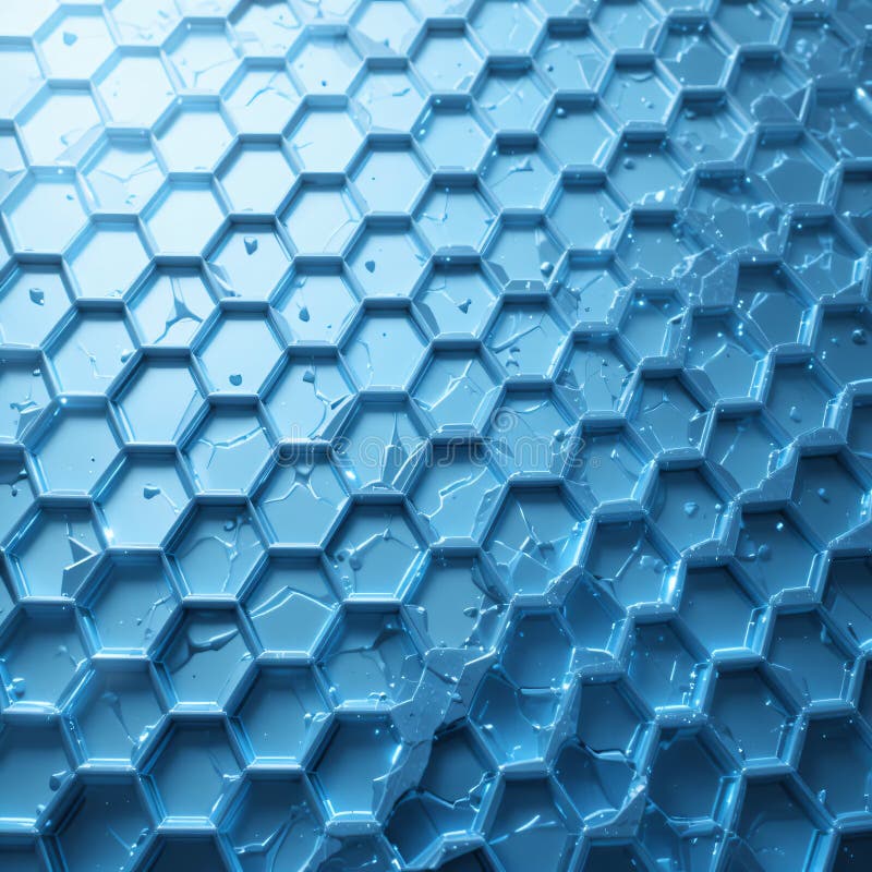 Blue Hexagonal Grid with Reflective Surface and Tech Aesthetic Stock ...