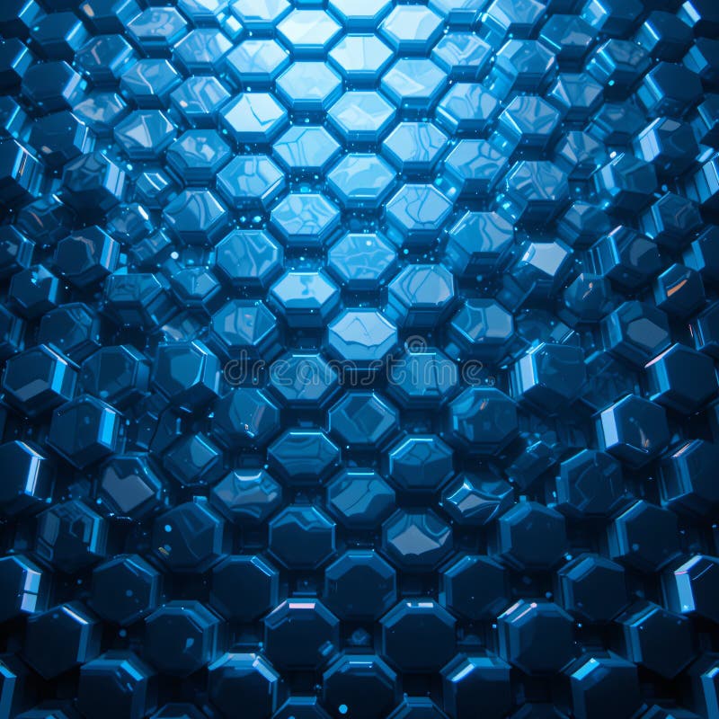 Blue Hexagonal Pattern with Glossy Finish and Futuristic Glow Stock ...