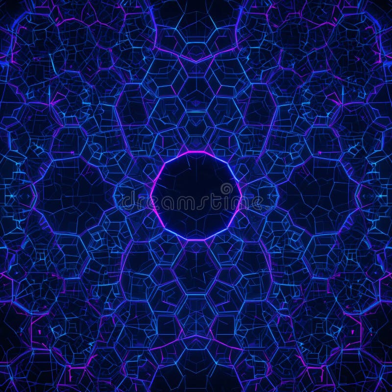 Blue Hexagonal Pattern with Neon Glow and Futuristic Tech Style Stock ...