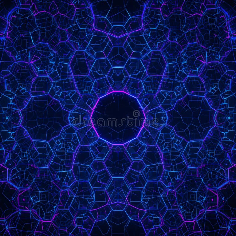 Blue Hexagonal Pattern with Neon Glow and Futuristic Tech Style Stock ...