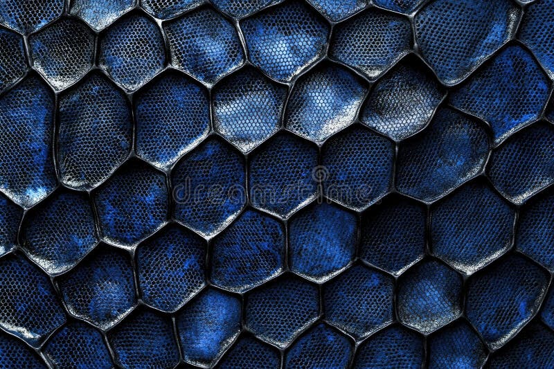 Blue Hexagonal Patterned Texture with Reptilian Scales Effect Stock ...