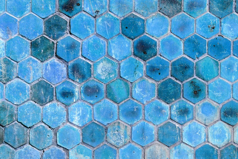 Blue Hexagonal Shape Wall Background Stock Photo - Image of process ...